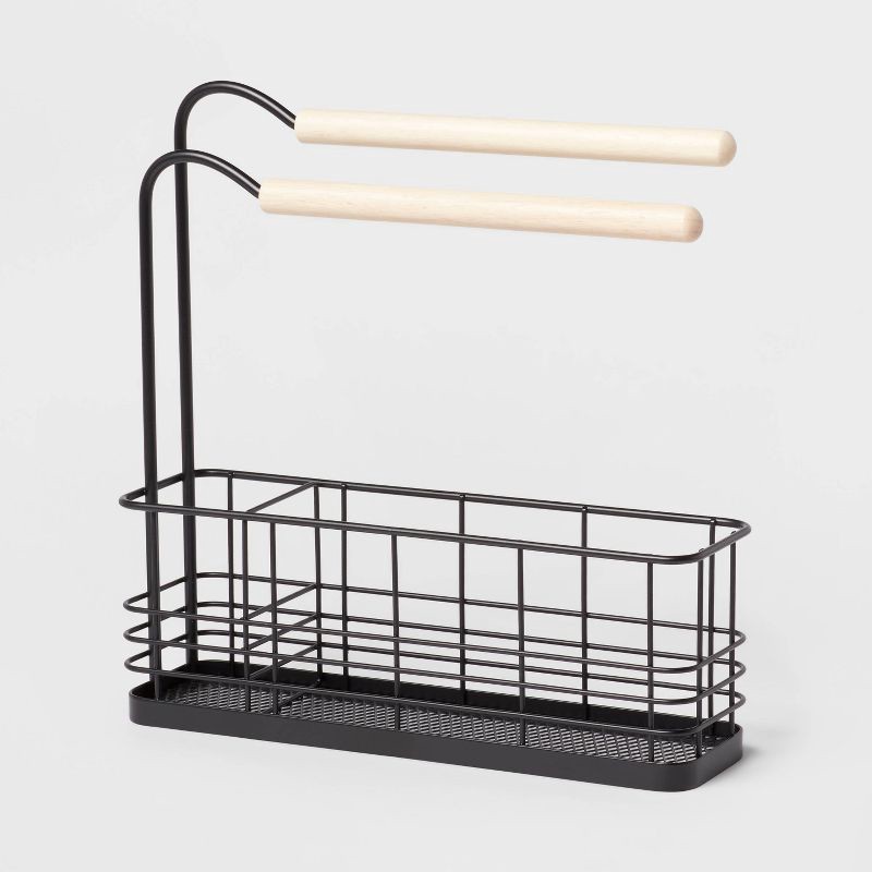 Wire Bath Caddy with Wood Hangbars Black - Brightroom™ 1 ct | shipt