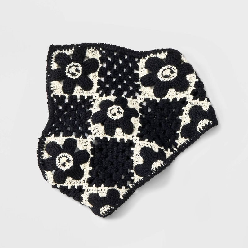 Smiley Face Crochet Headscarf - Wild Fable Black/White 1 ct | Shipt