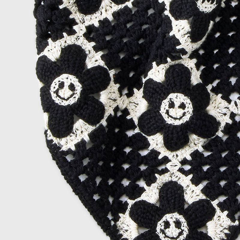 Smiley Face Crochet Headscarf - Wild Fable Black/White 1 ct | Shipt