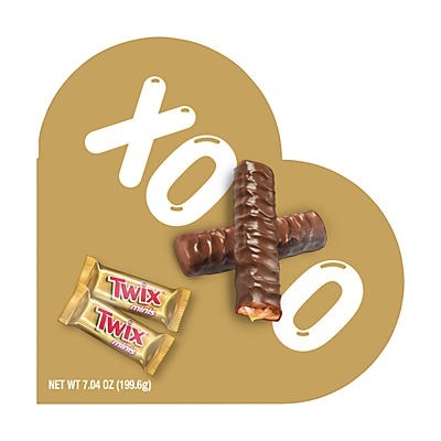 TWIX Valentine's Caramel Minis Size Chocolate Cookie Bar Candy Heart ...