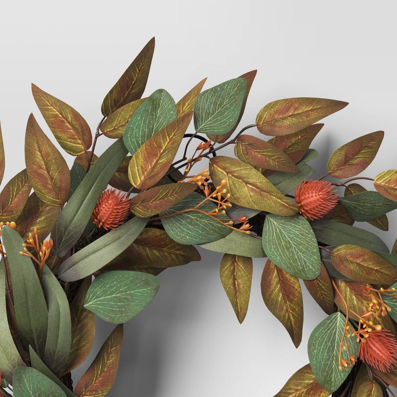 Fall Leaf Wreath Green - Threshold 1 ct | Shipt