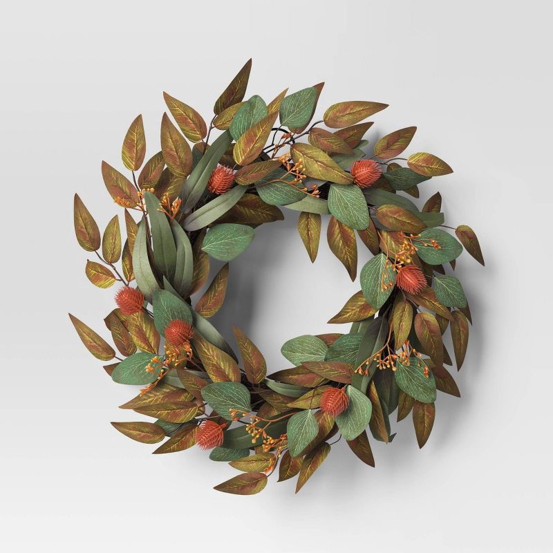 Fall Leaf Wreath Green - Threshold 1 ct | Shipt