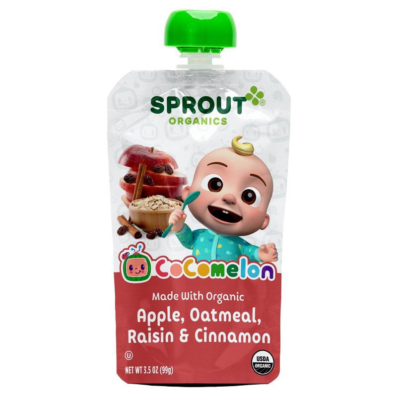 Sprout Foods Cocomelon Organic Stage 2 Apple Oatmeal and Raisin with ...