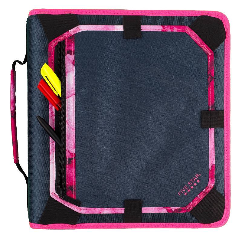 Five Star 2" Sewn Zipper Binder with Expansion Panel Navy/Pink 1 ct | Shipt