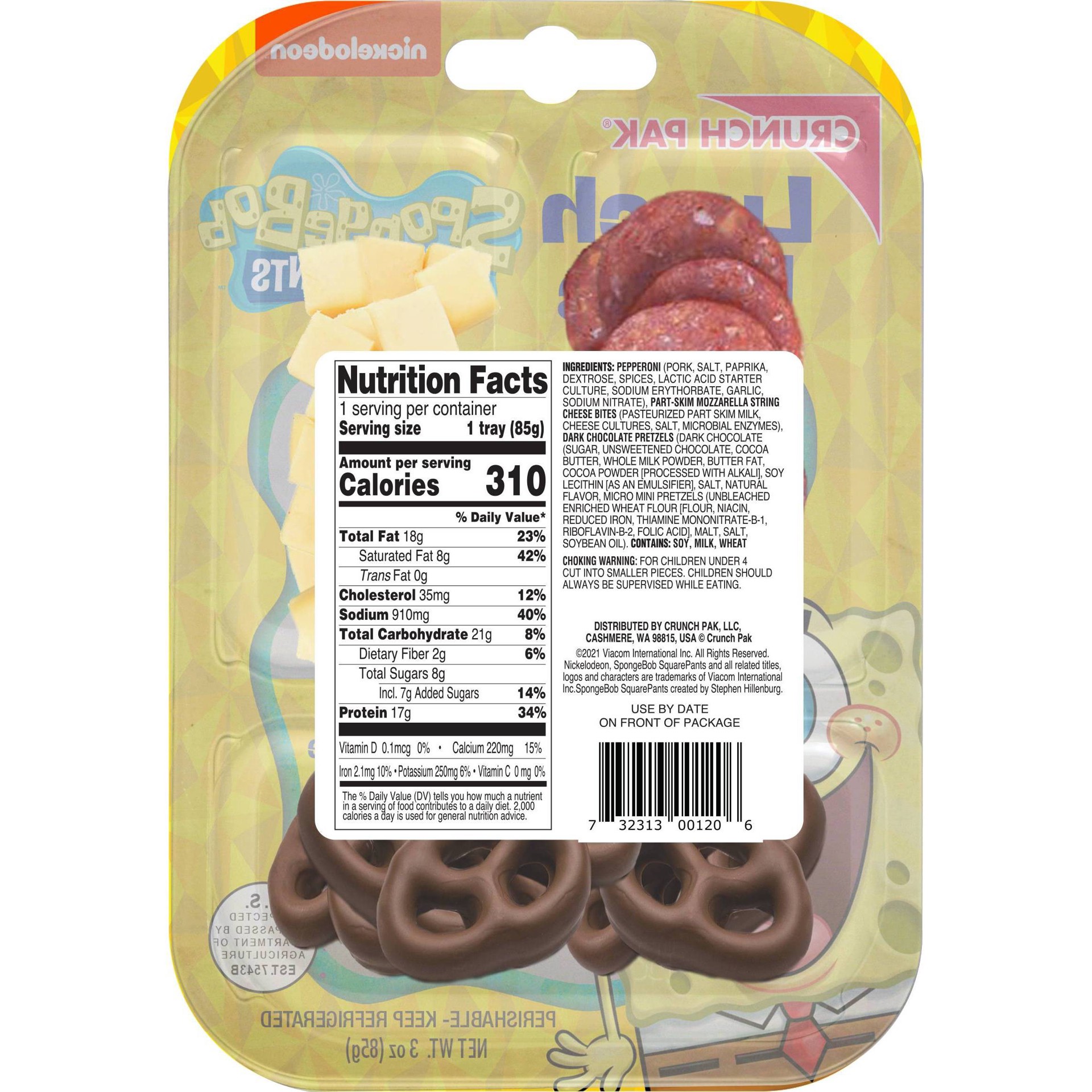 Crunch Pak SpongeBob SquarePants Lunch Bites with Pepperoni, Mozzarella ...