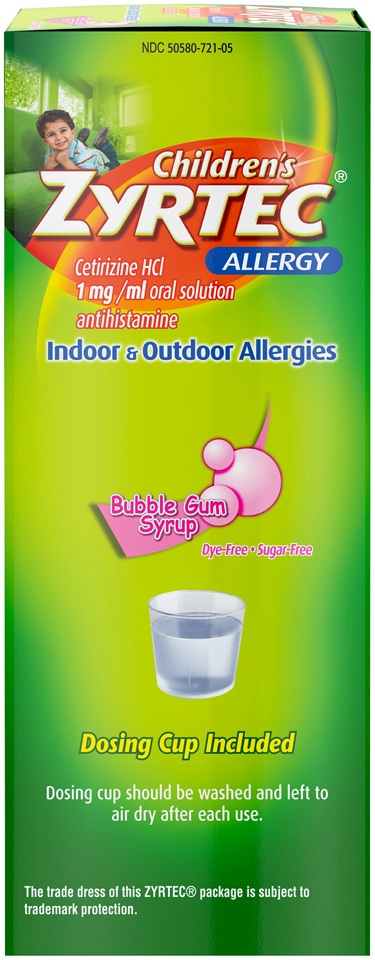 Zyrtec Children's 24 Hour Allergy Relief Bubble Gum Syrup 4 fl oz | Shipt