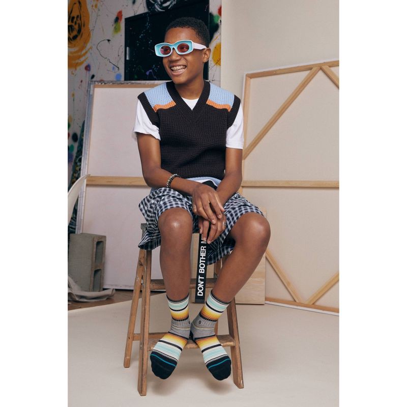 Stance Kids' Multi Striped Crew Socks - Gray L 1 ct | Shipt