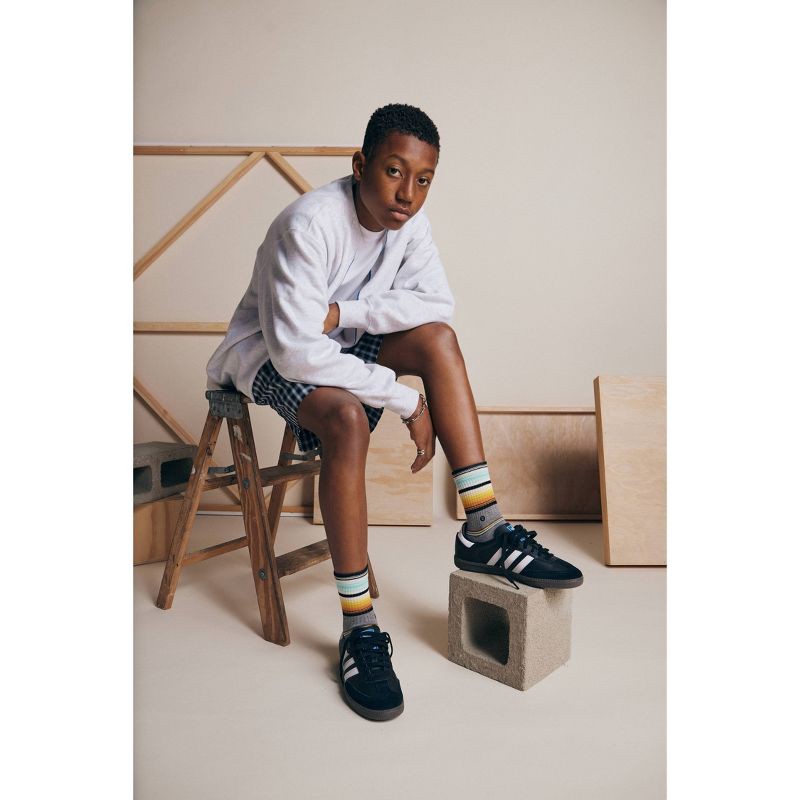 Stance Kids' Multi Striped Crew Socks - Gray L 1 ct | Shipt