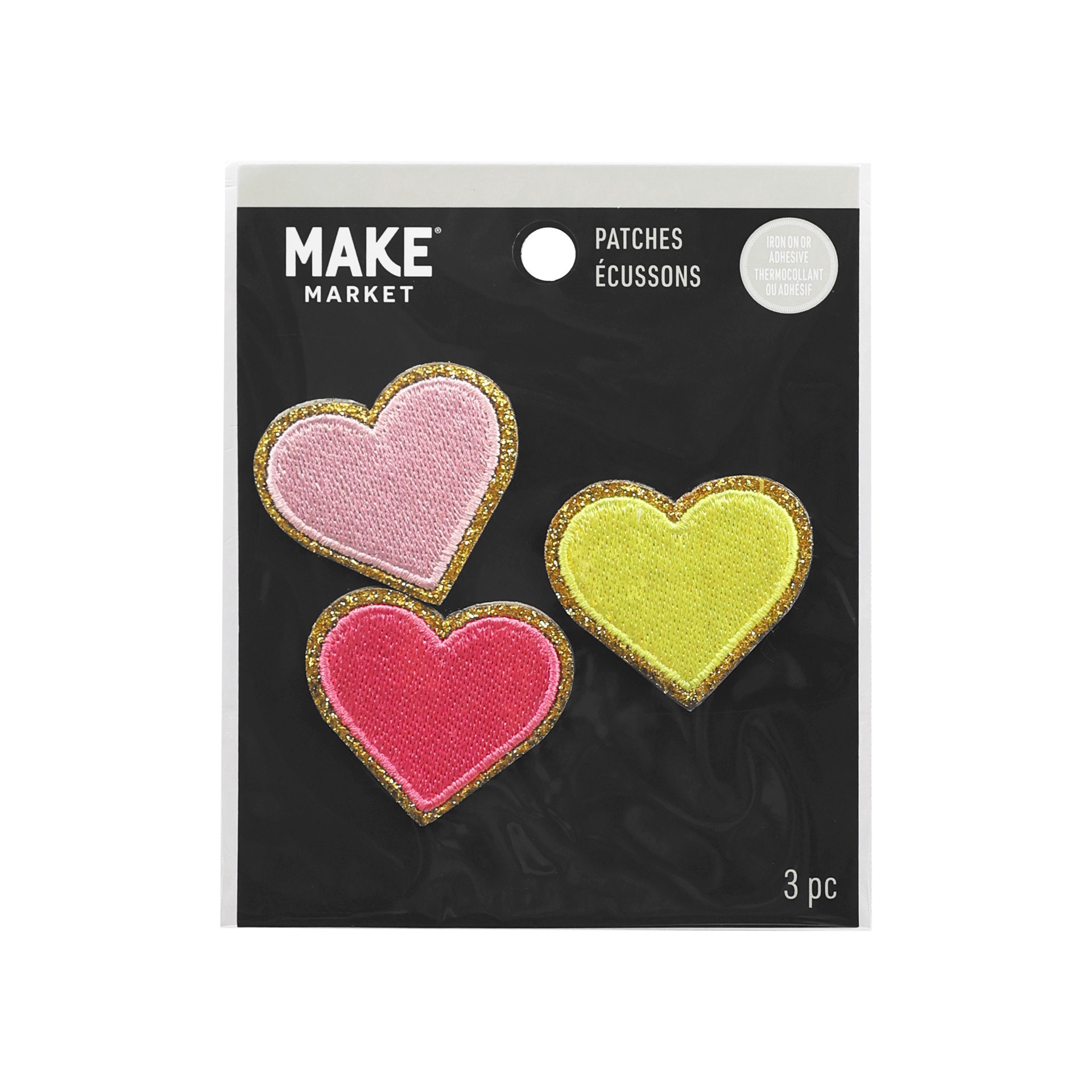 Glitter Heart Iron On Patches, 3ct. By Make Market 3 ct | shipt