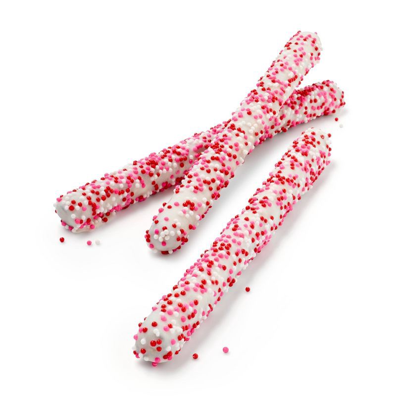 Valentine's White Chocolate and Sprinkles Dipped Pretzel Rods - 4.4oz ...