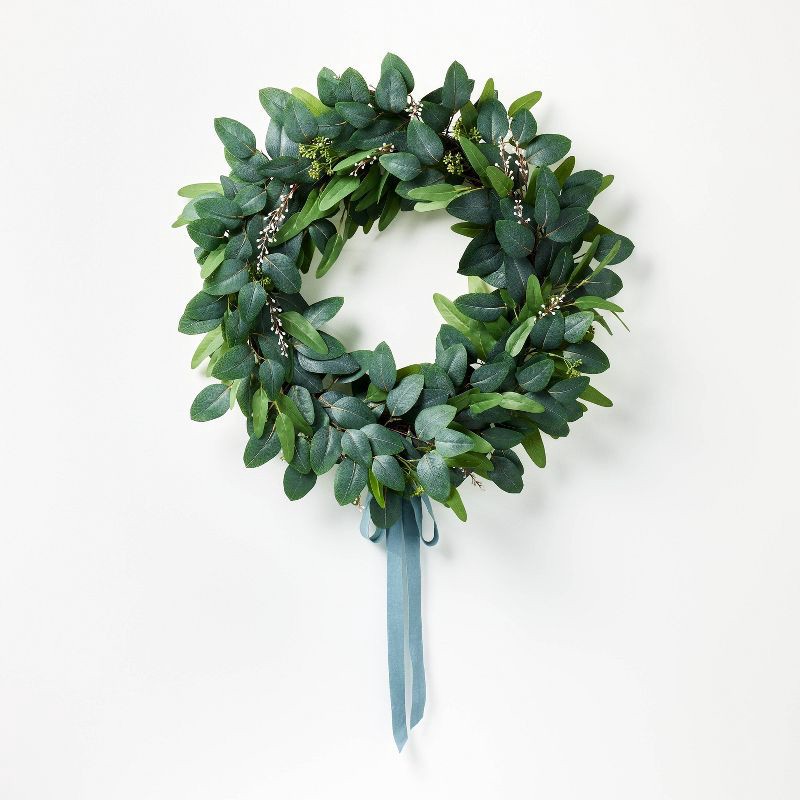Threshold designed w/Studio McGee 26" Eucalyptus Wreath with Ribbon ...