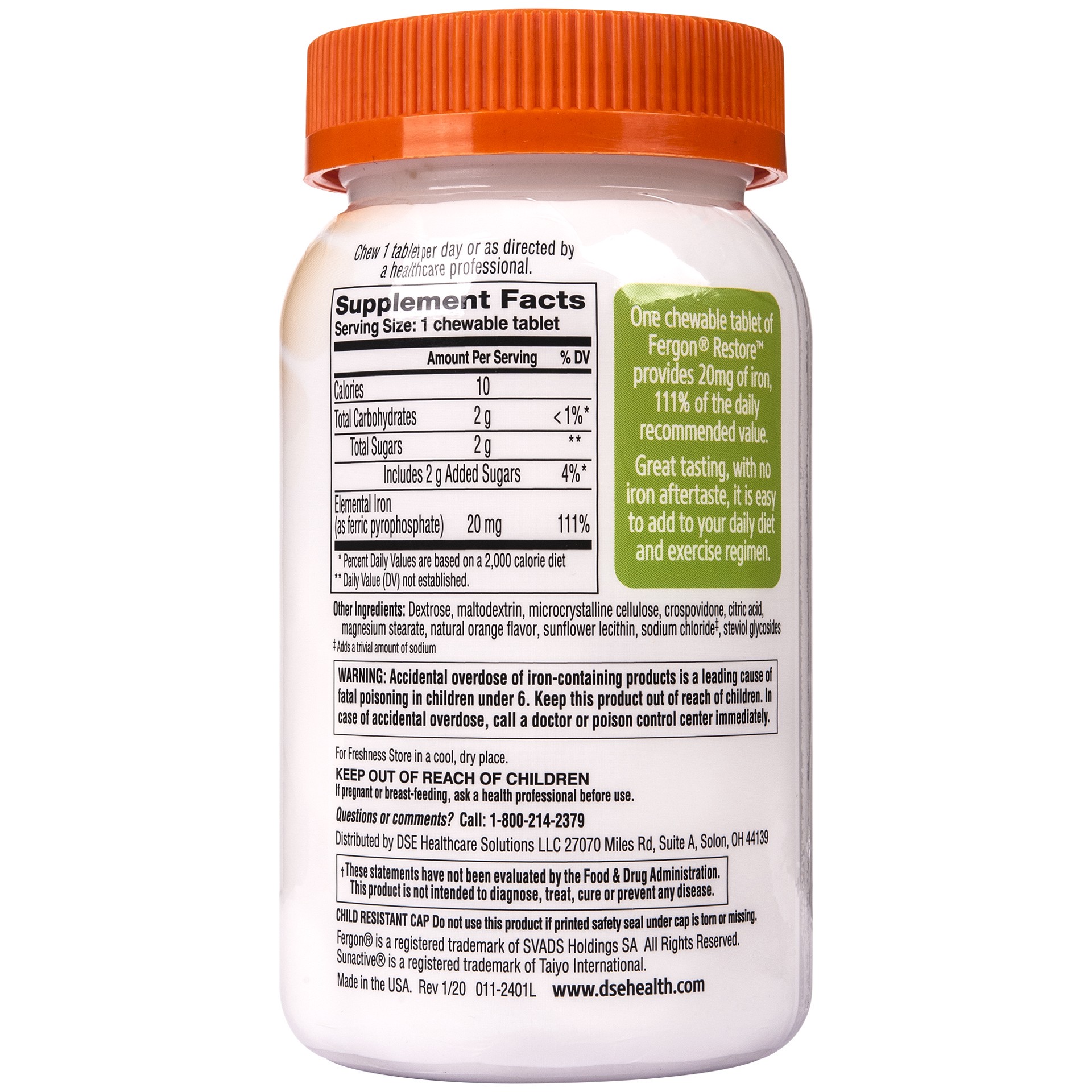 Fergon Iron Restore Non-Constipating Chewable Tablets 60 ct | Shipt