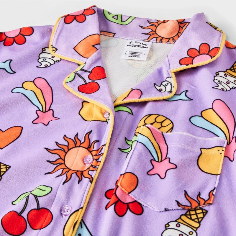 Girls' Short Sleeve Button Up Pajama Set - art class™ Purple S 1 ct | Shipt
