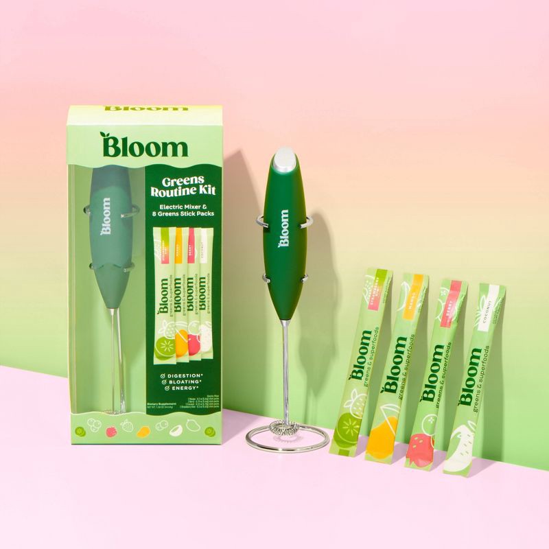 BLOOM NUTRITION Drink Mixer Bundle - 8 Stick Packs/1 Electric Mixer 1 ...