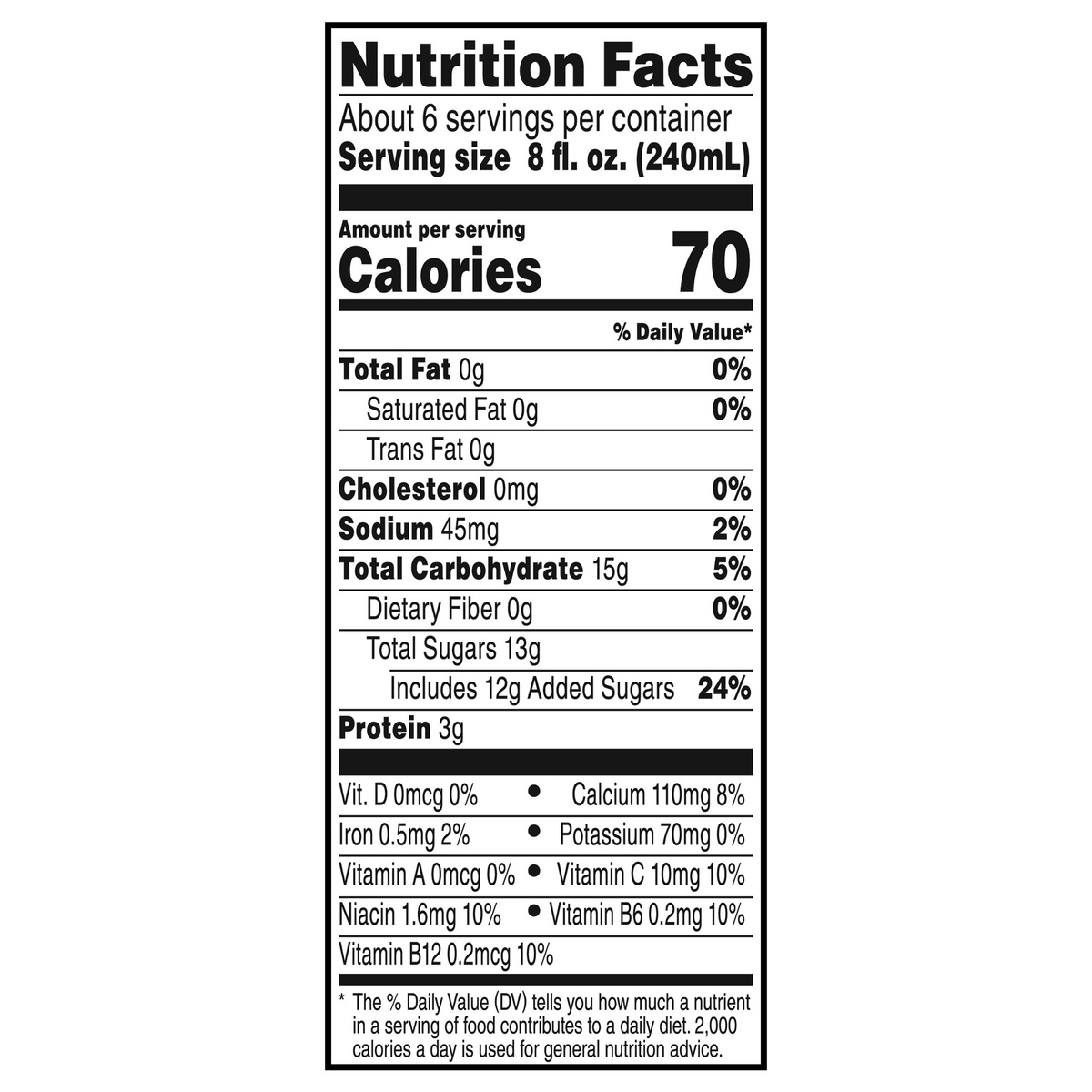 V8 Splash Nutrition Label | Besto Blog