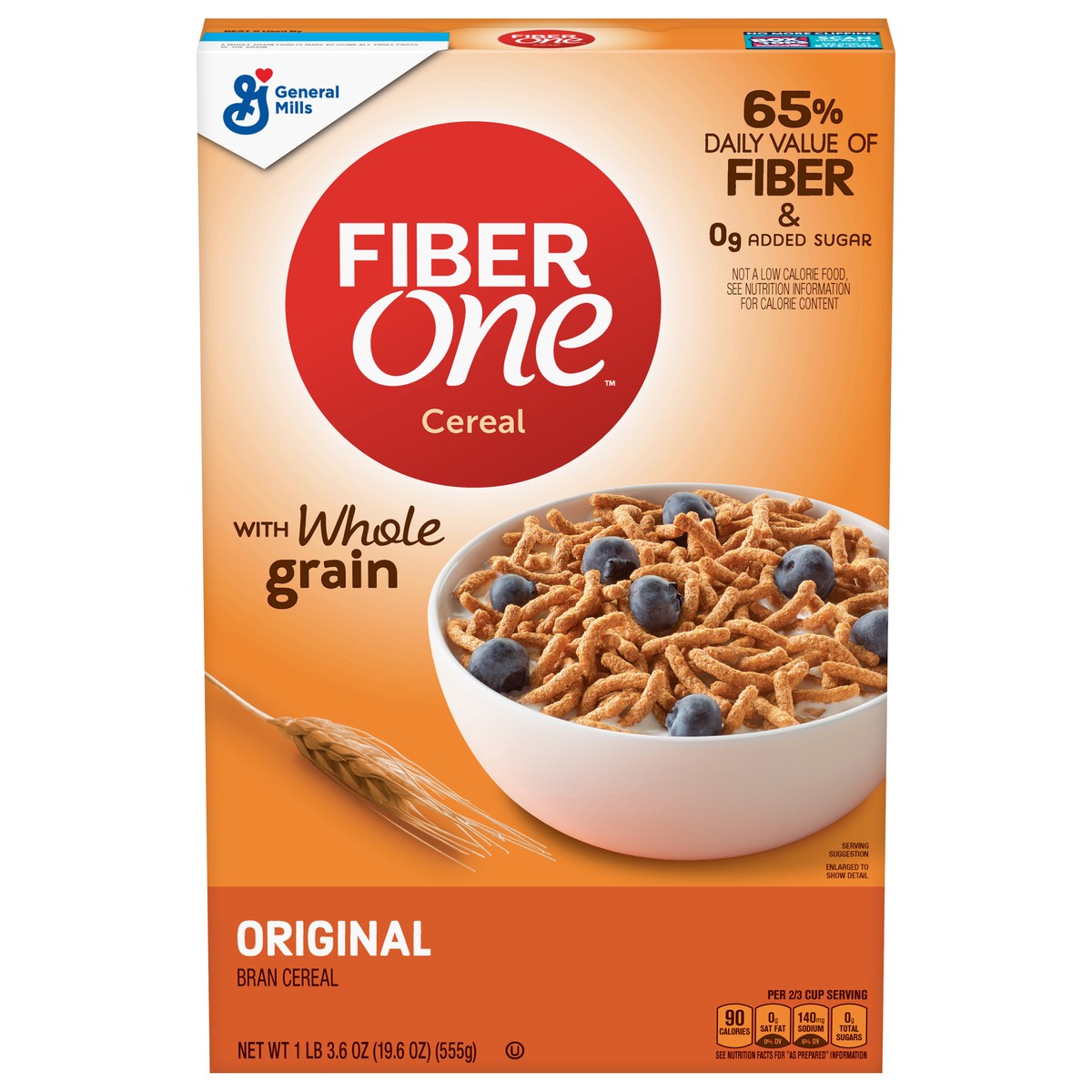 Fiber One Cereal, Original Bran, High Fiber Cereal Made with Whole ...