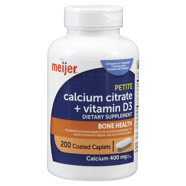 Meijer Petites Calcium Citrate + D3 Dietary Supplement 200 ct | Shipt