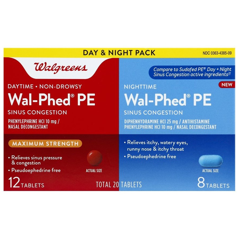 Walgreens Wal-Phed PE Sinus Congestion Day & Night Tablets | shipt