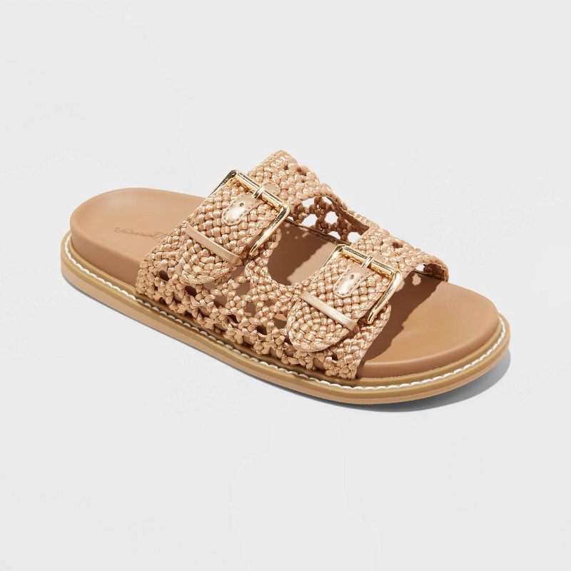 Women's Kylie Crochet Footbed Sandals - Universal Thread™ Tan 9 1 ct ...