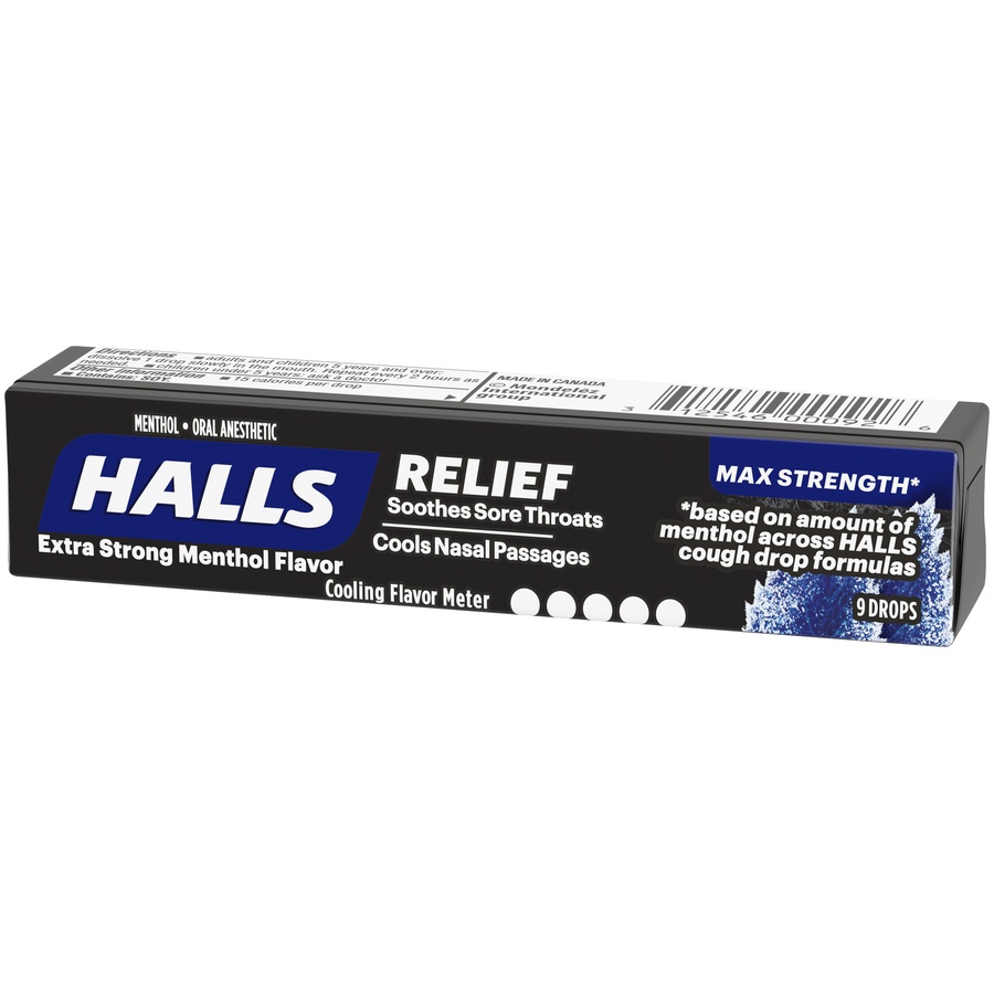 Halls Intense Cool Extra Strong Menthol Oral Anesthetic Menthol Drops 9 ...