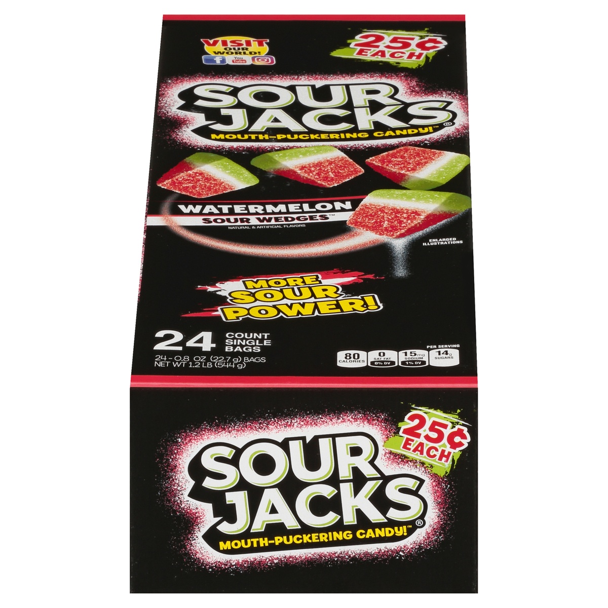 Sour Jacks Sour Wedges 24 Pack Mouth-Puckering Watermelon Candy 24 ea ...