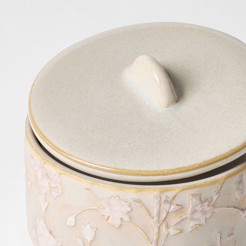 Threshold designed w/Studio McGee 5" Floral Ceramic Canister Off-White ...