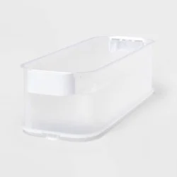 Click in Place 4.5qt Clear Slim Plastic Storage Bin with White Latch ...