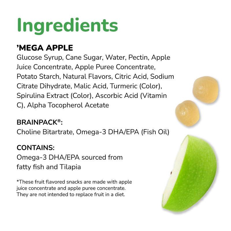 Brainiac Kids Fruit Snacks with Omega-3s Mega Apple - 12.4oz/20ct 12.4 ...