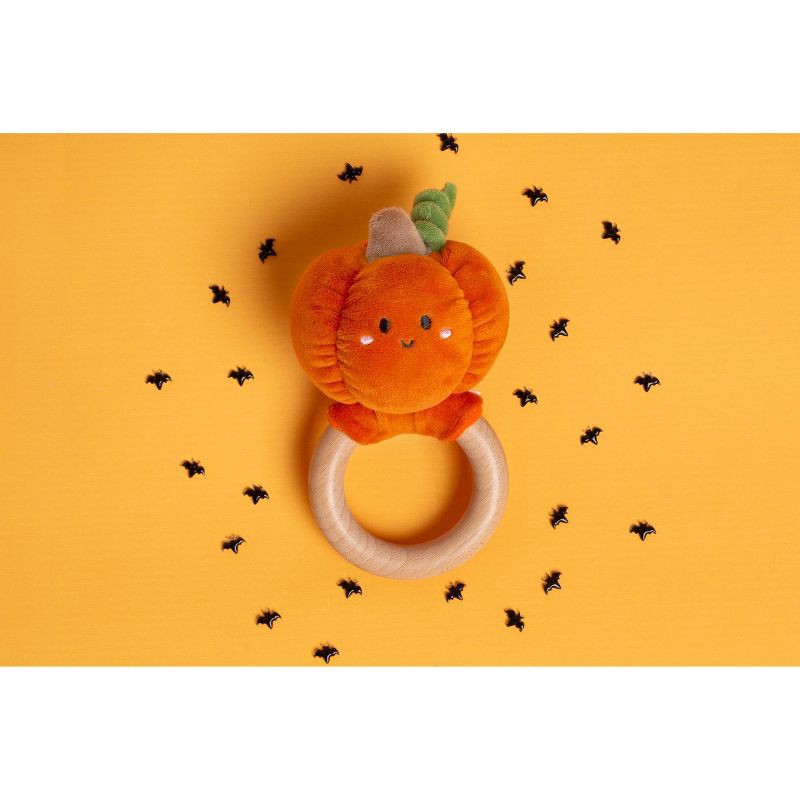 Pearhead Pumpkin Halloween Plush Wooden Teether Baby Toy - 0m+ 1 ct | shipt