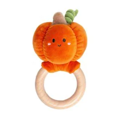 Pearhead Pumpkin Halloween Plush Wooden Teether Baby Toy - 0m+ 1 ct | shipt