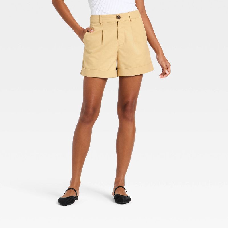 Women's High-Rise Tailored Shorts - A New Day™ Tan 16 1 ct | shipt