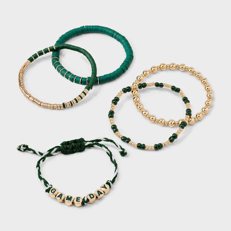 Game Day Bracelet Set 5pc - Wild Fable™ Arugula Green 5 ct | shipt