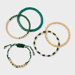 Game Day Bracelet Set 5pc - Wild Fable™ Arugula Green 5 ct | shipt