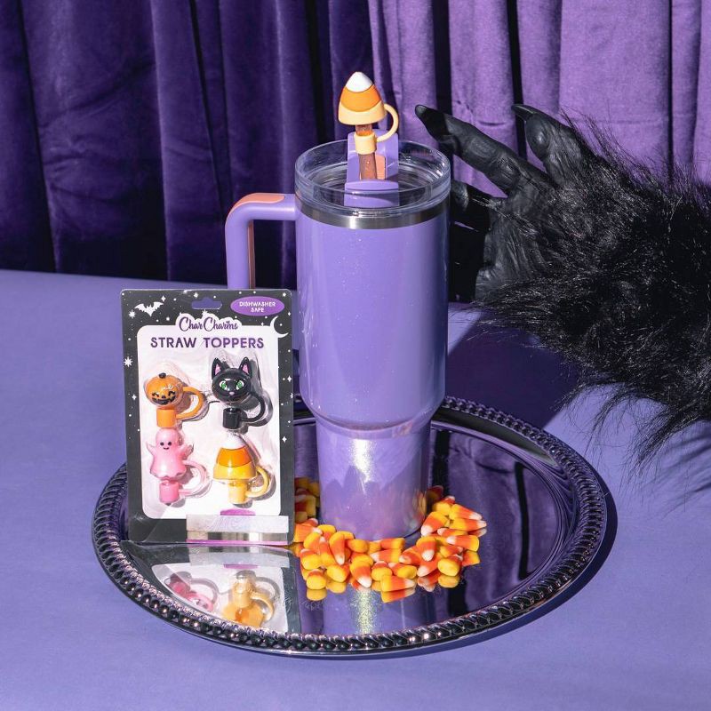 CharCharms 4pk Halloween Straw Toppers Orange 4 ct | shipt
