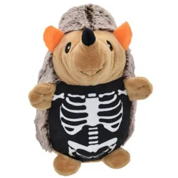 Multipet Hedgehog Skeleton Dog Interactive Plush Toy - White/Tan/Black ...