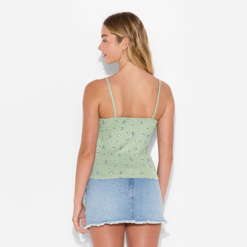 Women's Tank Top - Wild Fable™ Green Floral XXS 1 ct | shipt