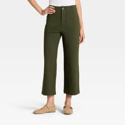 Women's High-Rise Cropped Pants - A New Day™ Olive 12 1 ct | shipt
