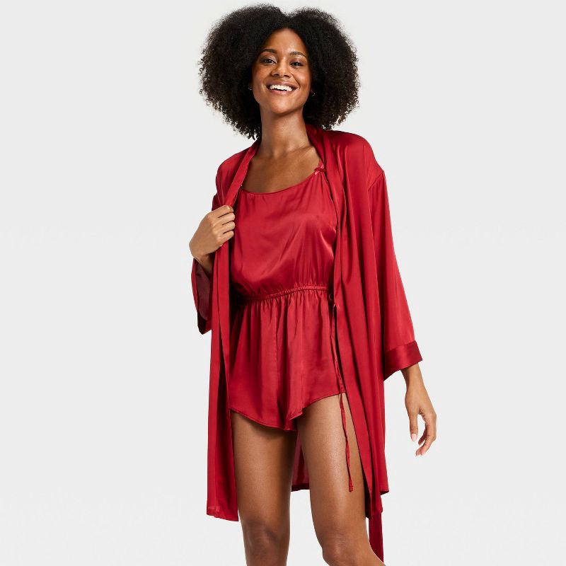Women's Satin Robe - Auden™ Red XL/XXL 1 ct | shipt