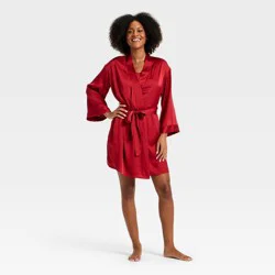 Women's Satin Robe - Auden™ Red XL/XXL 1 ct | shipt