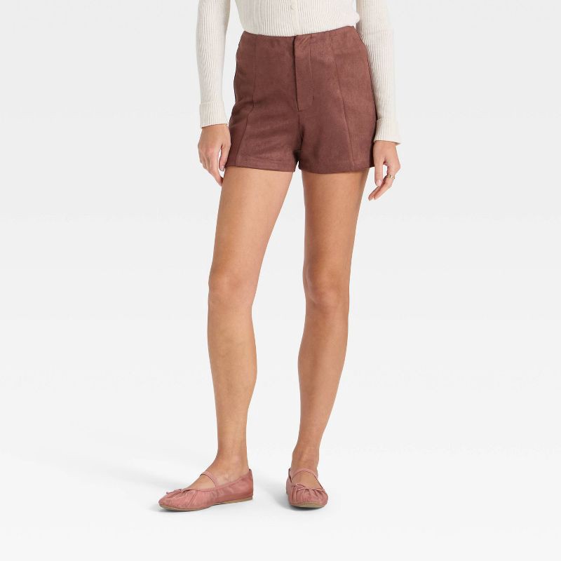 Women's Faux Suede Shorts - A New Day™ Brown 12 1 ct | shipt