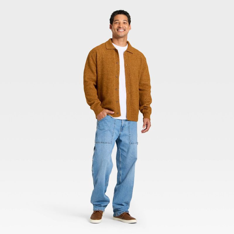 Men's Collared Cardigan Sweater - Goodfellow & Co™ Gold M 1 ct | shipt