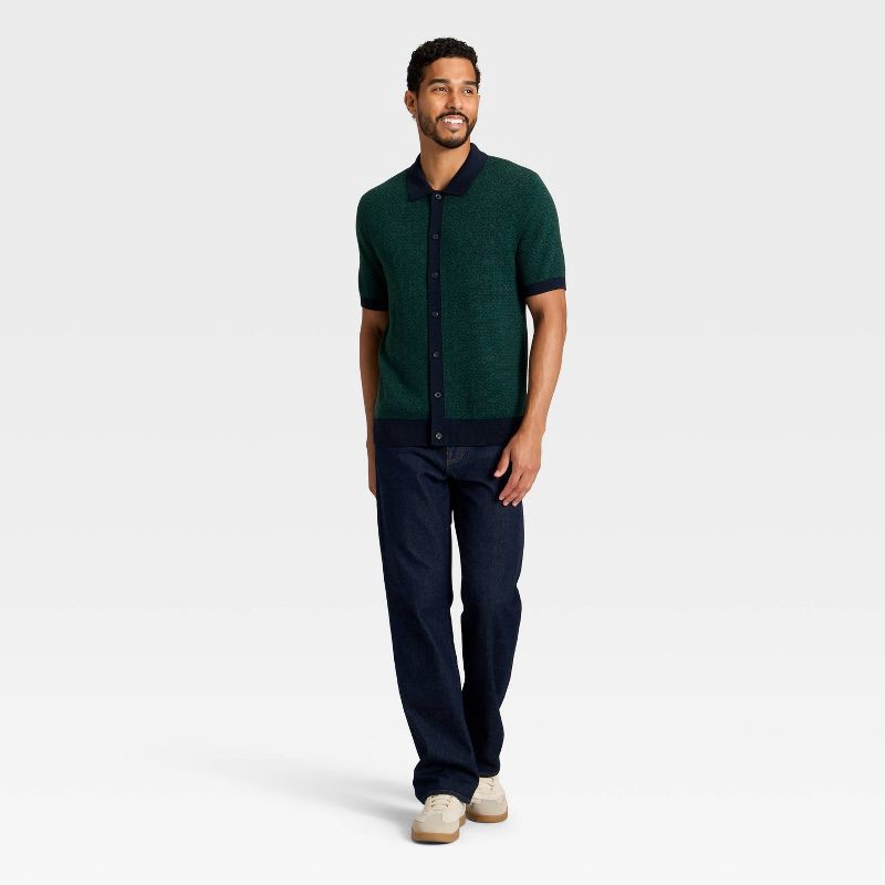 Men's Short Sleeve Full Button Sweater - Goodfellow & Co™ Navy Blue L 1 ...