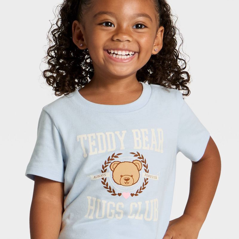 Toddler Girls' Short Sleeve 'Teddy Bear Hugs Club' Graphic T-Shirt ...