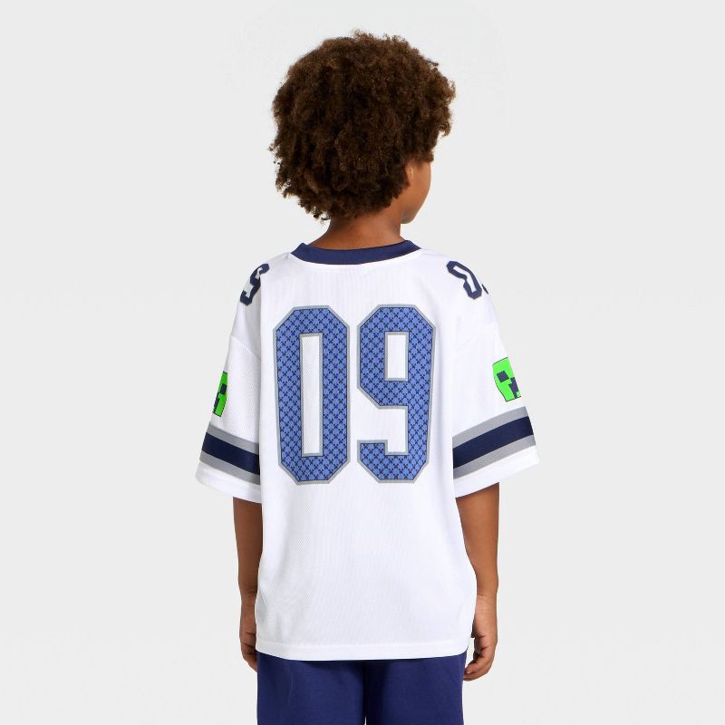 Boys' Minecraft Creeper Mesh Football Jersey - Heather Gray/White/Navy ...