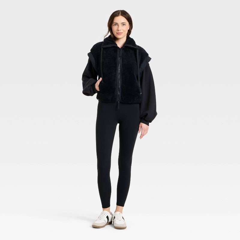 Women's High Pile & Puffer Mix Vest - JoyLab™ Black L 1 ct | shipt