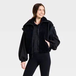 Women's High Pile & Puffer Mix Vest - JoyLab™ Black XL 1 ct | shipt