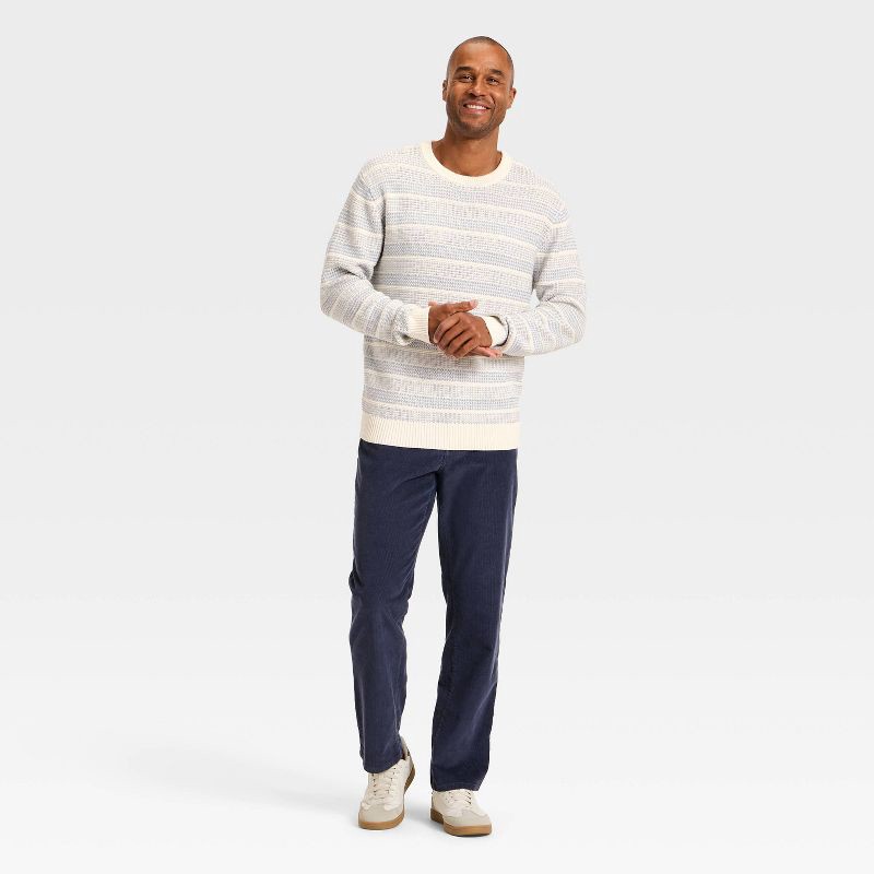 Men's Textured Crewneck Sweater - Goodfellow & Co™ Cream/Blue Striped M ...