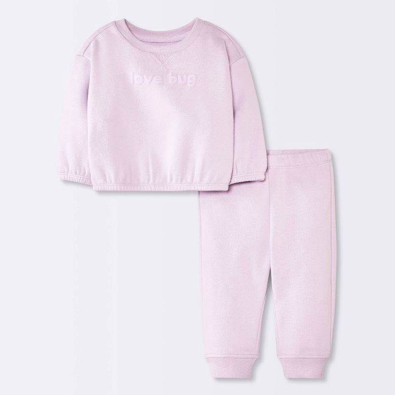 Baby Girls' 2pc Love Bug Fleece Sweatshirt and Jogger Pants Set - Cloud ...