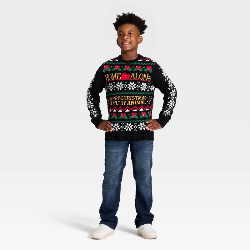 Boys' Home Alone Holiday Knit Sweater - Black S 1 ct | shipt