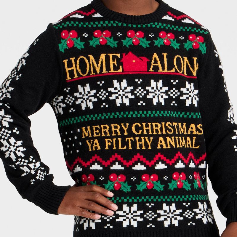 Boys' Home Alone Holiday Knit Sweater - Black M 1 ct | shipt